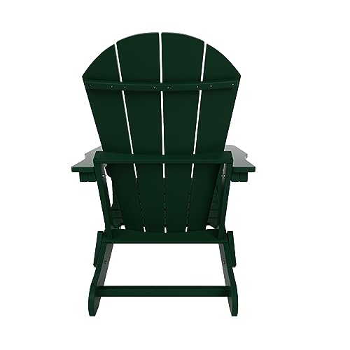 WO Home Furniture Adirondack Chair Lounger Outdoor Folding for Fire Pit, Beach, Balcony, Backyard, Lawn, Patio, Pool, Deck, Garden (Dark Green)