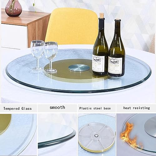 DOUKI Large Lazy Susan Turntable For Dining Table 24inch, Lazy Susan Tempered Glass Heavy Duty Turntable, Tabletop Rotating Serving Tray (Color : Gold, Size : 30inch(80cm))