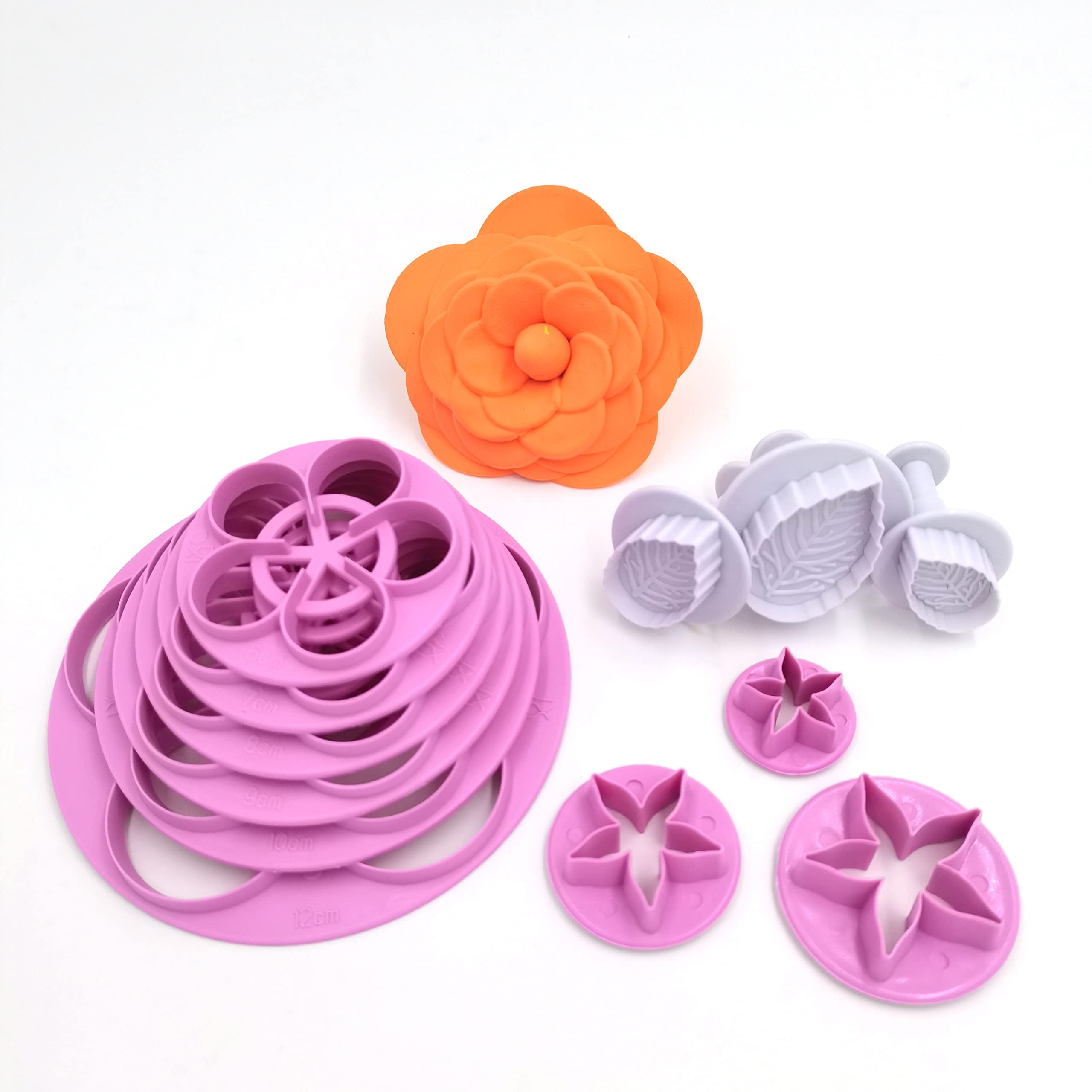 Gobaker Rose Petal Calyx Leaf Cutter Set Gumpaste Flower Mold Sugarcraft Fondant Modelling Tools for Cake Decorating,Pack of 12