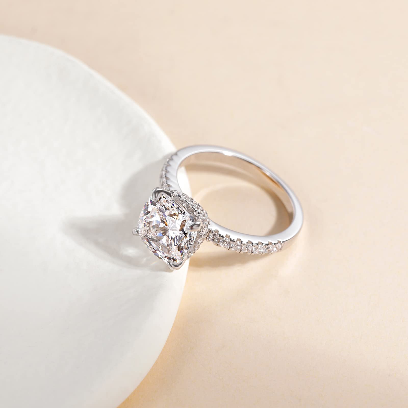 EAMTI 3.5CT 925 Sterling Silver Engagement Rings Cushion Cut Cubic Zirconia CZ Wedding Promise Rings for Her Stunning Wedding Bands for Women Size 6