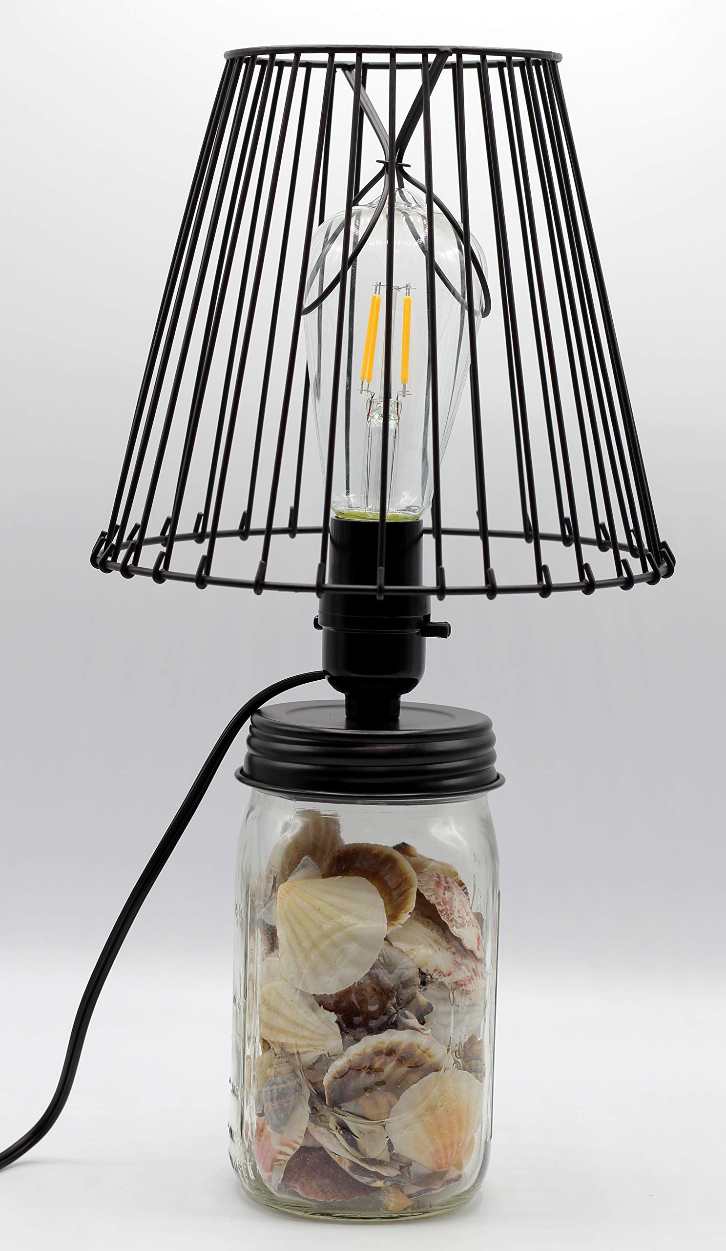 Creative Hobbies DIY Mason Canning Fruit Jar Lamp Making Kit is Pre-Wired and Easy to Use - Black Color Lid & Socket Great for Lamp Conversion