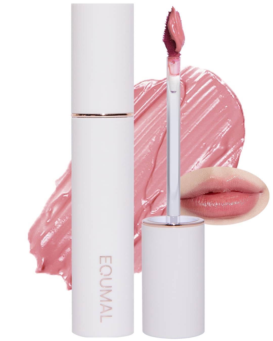EQUMAL Non-Section Glowy Tint – 107 OFFSHORE – Glass Lasting Transparent & Flexible Lip Makeup - Moisturizing Lip Stain for Glossy Finish – Buildable Lipstick for Fuller Looking Lip, 0.18 fl.oz.