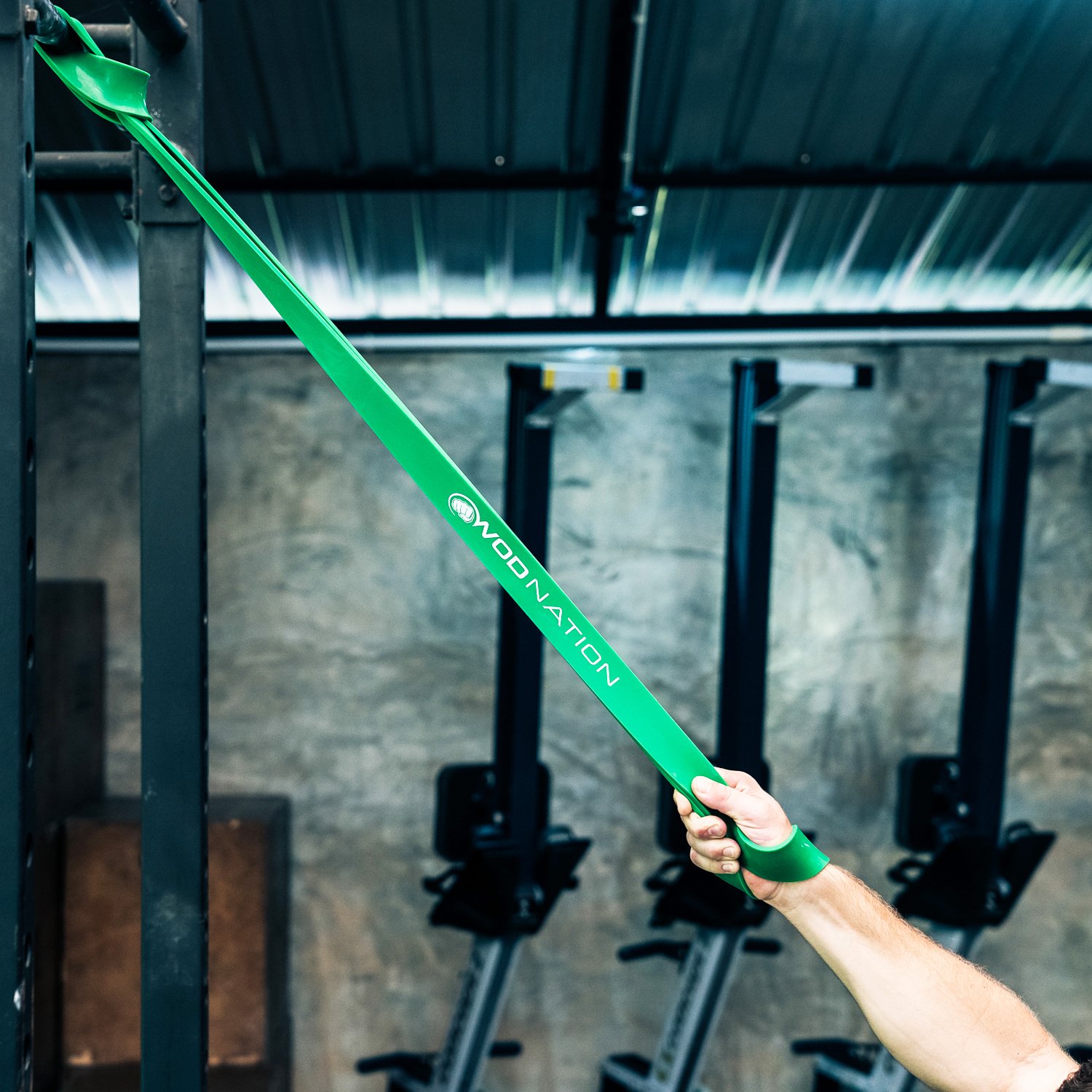 WOD Nation Single Pull Up Assistance Band (50-125lbs Green Band) - Best for Pullup Assist, Chin Ups, Resistance Bands Exercise, Stretch, Mobility Work & Serious Fitness - 41 inch Straps