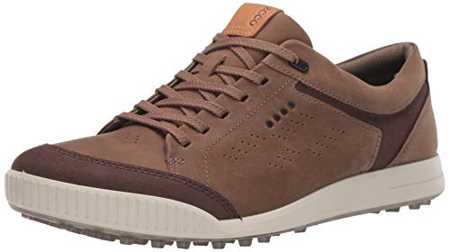 ECCO Men's Street Retro Hydromax Golf Shoe, Birch/Coffee Camel Nubuck, 12-12.5