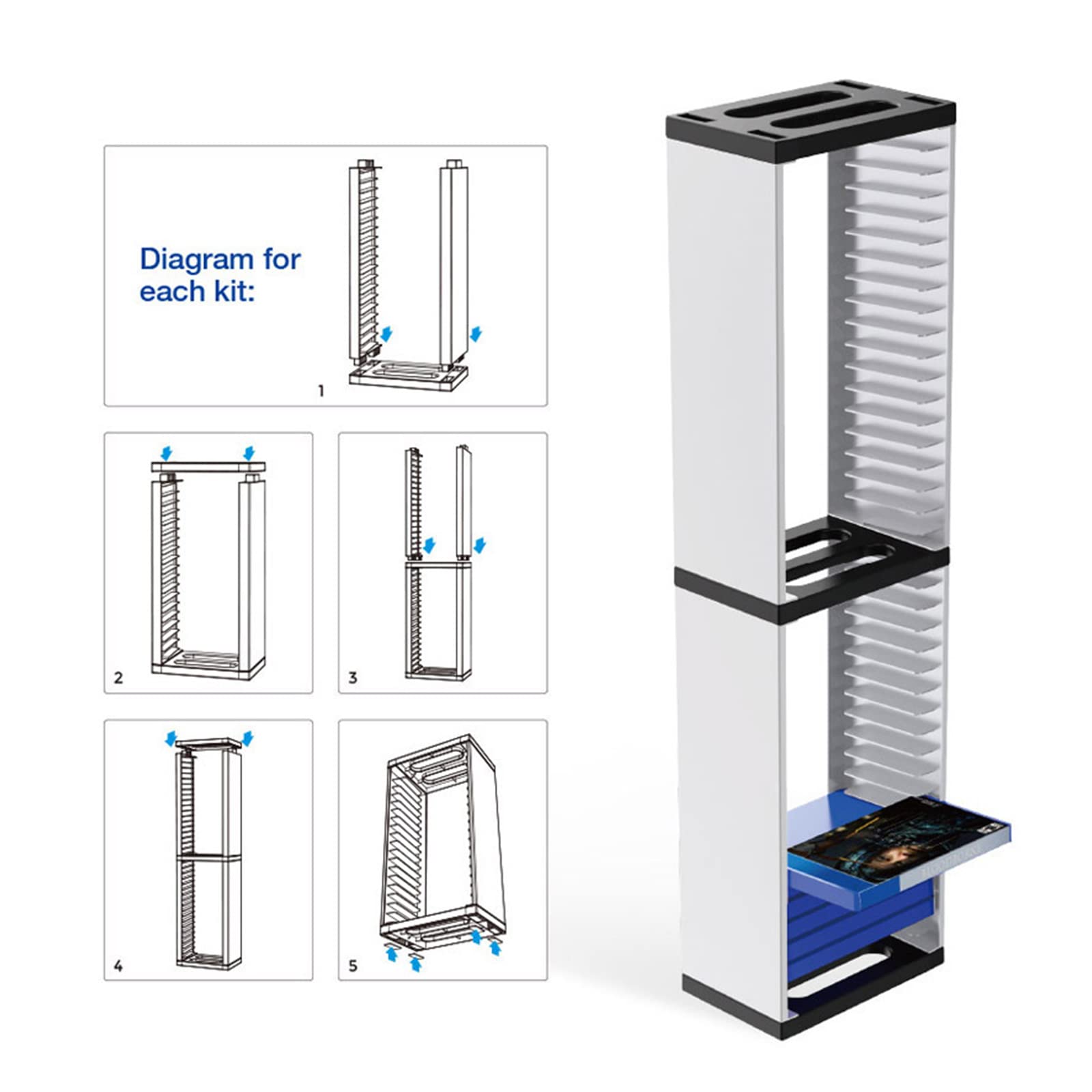 ECHZOVE Game Card Box Storage Stand for PS5 Xbox Games, Storage Tower for Xbox Game Card Box Holder Vertical Stand - for Video Games 36 PCS