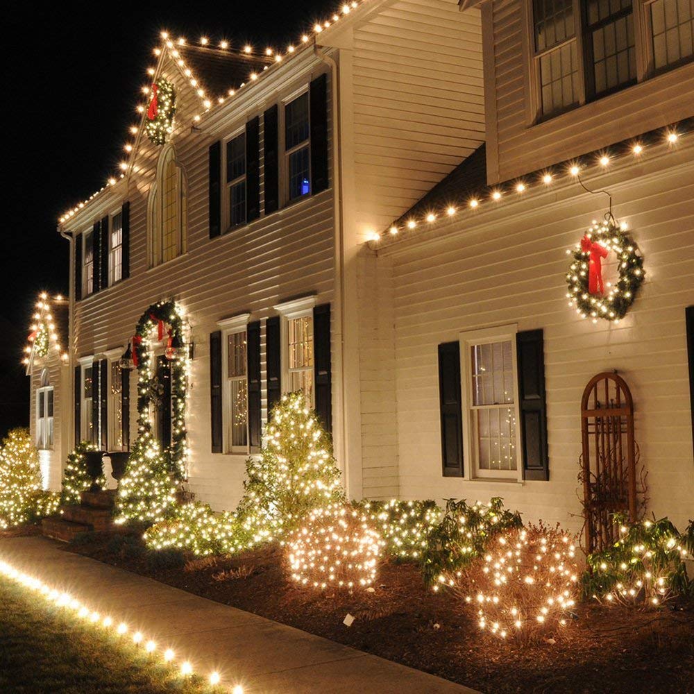 ErChen Solar Powered Copper Wire Led String Lights, 33FT 100 LEDs Waterproof 8 Modes Decorative Fairy Lights for Outdoor Christmas Garden Patio Yard (Warm White)