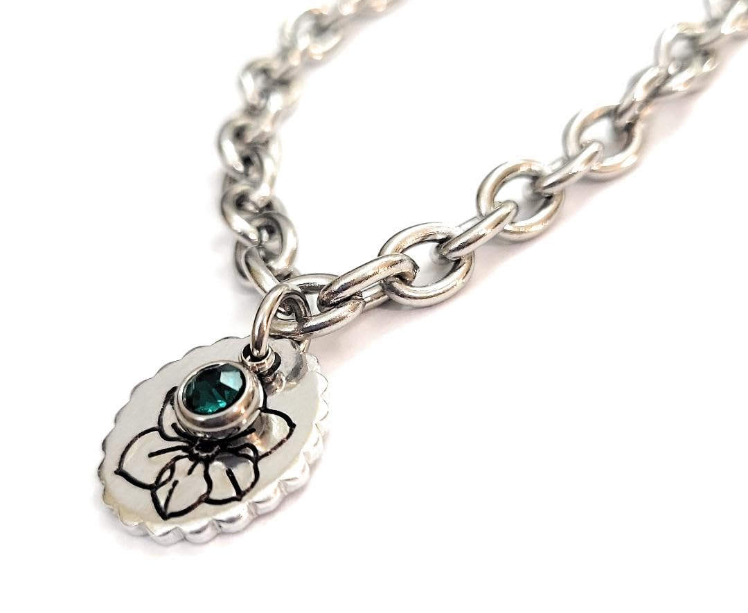 December Birthstone Charm Bracelet and Birth Month Narcissus Flower Simple Dainty Gift for Her Mom Daughter