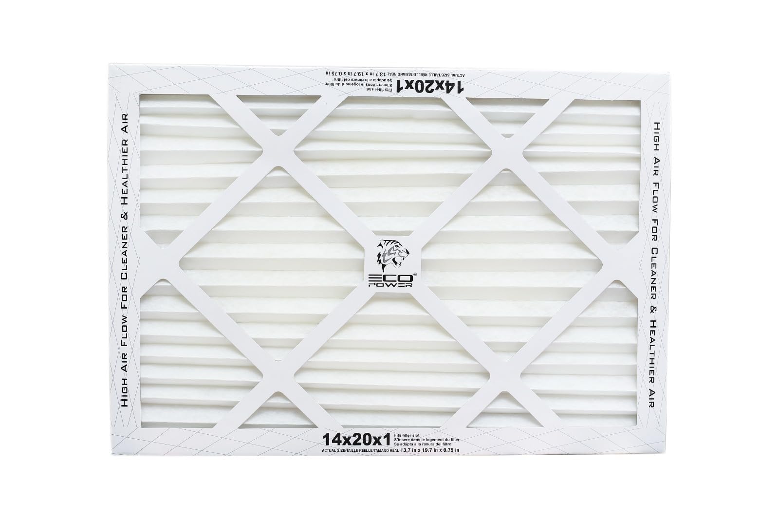 ECO POWER 14x20x1 Air Filter MERV 10, Pleated HVAC AC Furnace Air Filters Replacement (Actual Size: 13.6 x 19.6 x 0.75 Inches), SB3336
