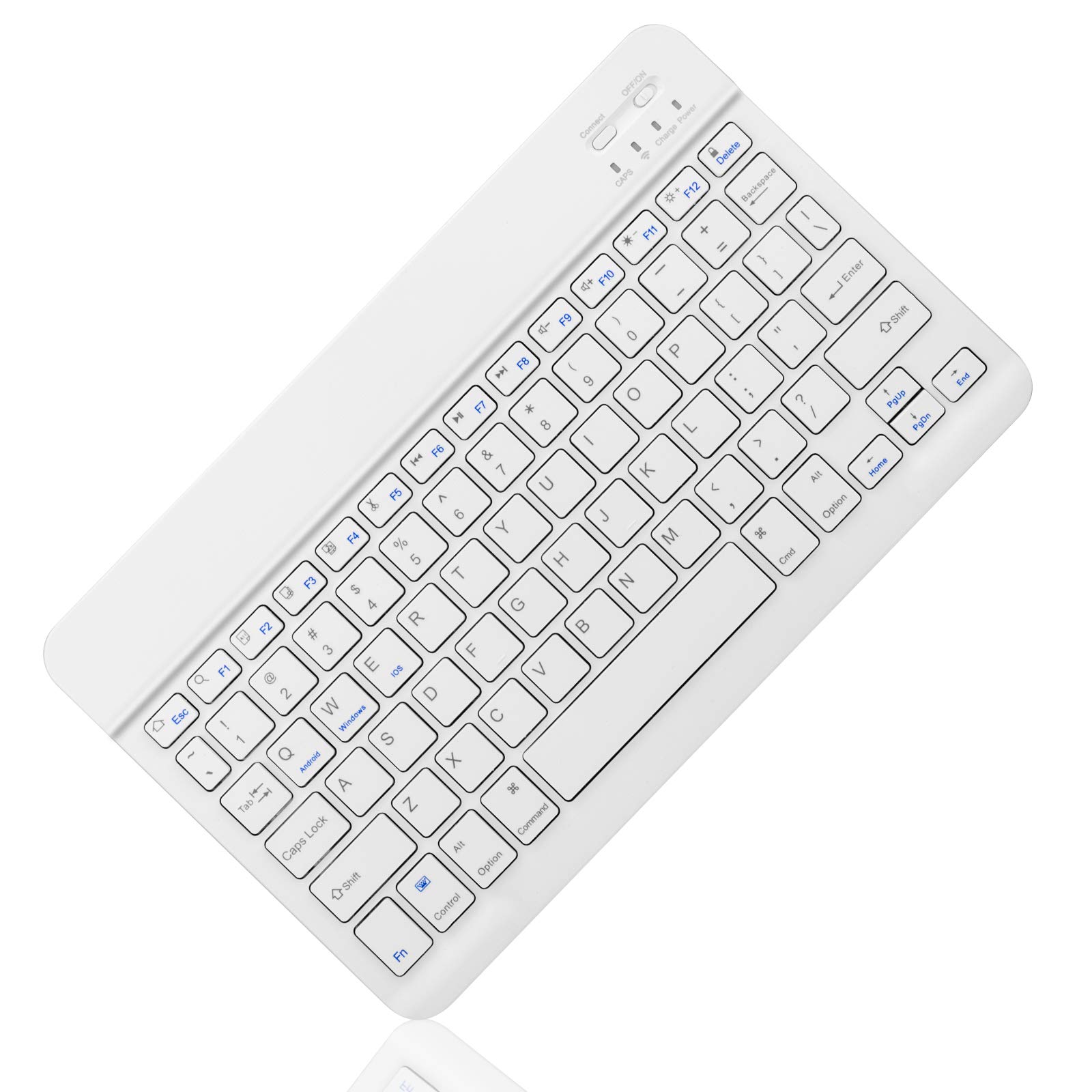 EVACH Ultra Slim Bluetooth Keyboard Compatible with Amazon Fire 10/iPad 10.2"/iPad Air/iPad Pro,iPhone and Other Devices Including iOS/Android/Windows,White