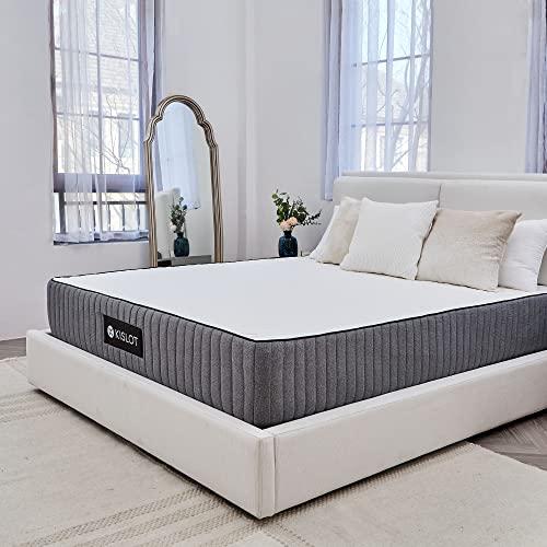 KISLOT KS 10 Inch King Memory Foam Mattress - Cooling Top Cover and Cooling Gel Infused Memory Foam for Cool Sleep & Pressure Relief – Fiberglass Free