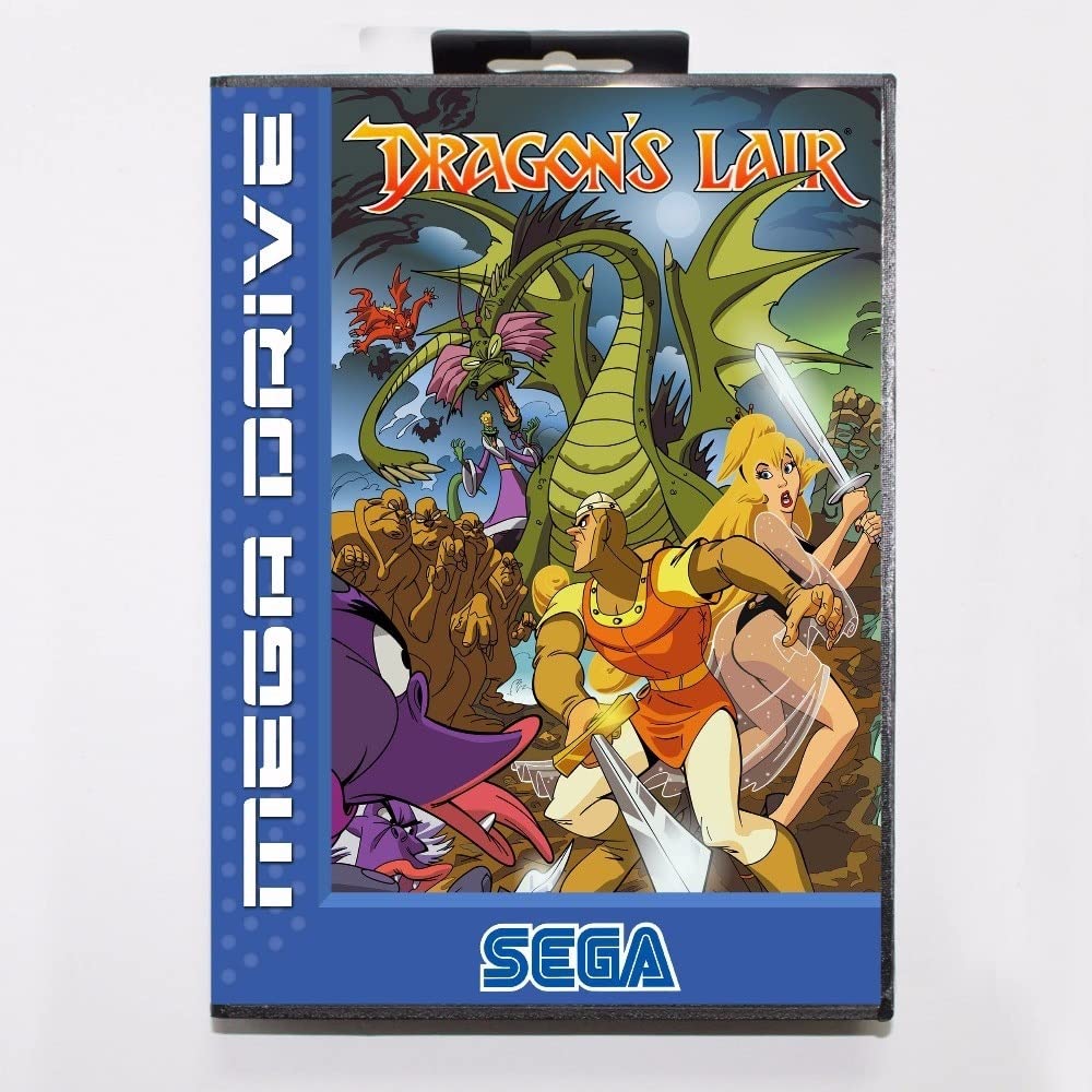 Dragons Lair Game Cartridge 16 Bit MD Game Card With Retail Box For Sega Mega Drive For Genesis (Black)