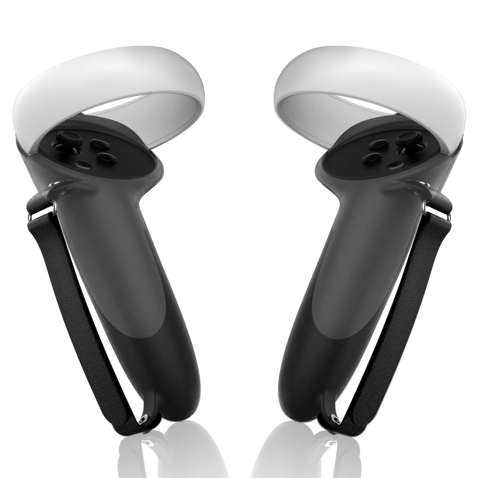 Extended Grips Cover for Oculus Quest 2, Extension Controller Protector with Adjustable Wrist Knuckle Strap Suitable for Big Hands, Anti-Collision Silicone Grip Cover Great for Large Hands