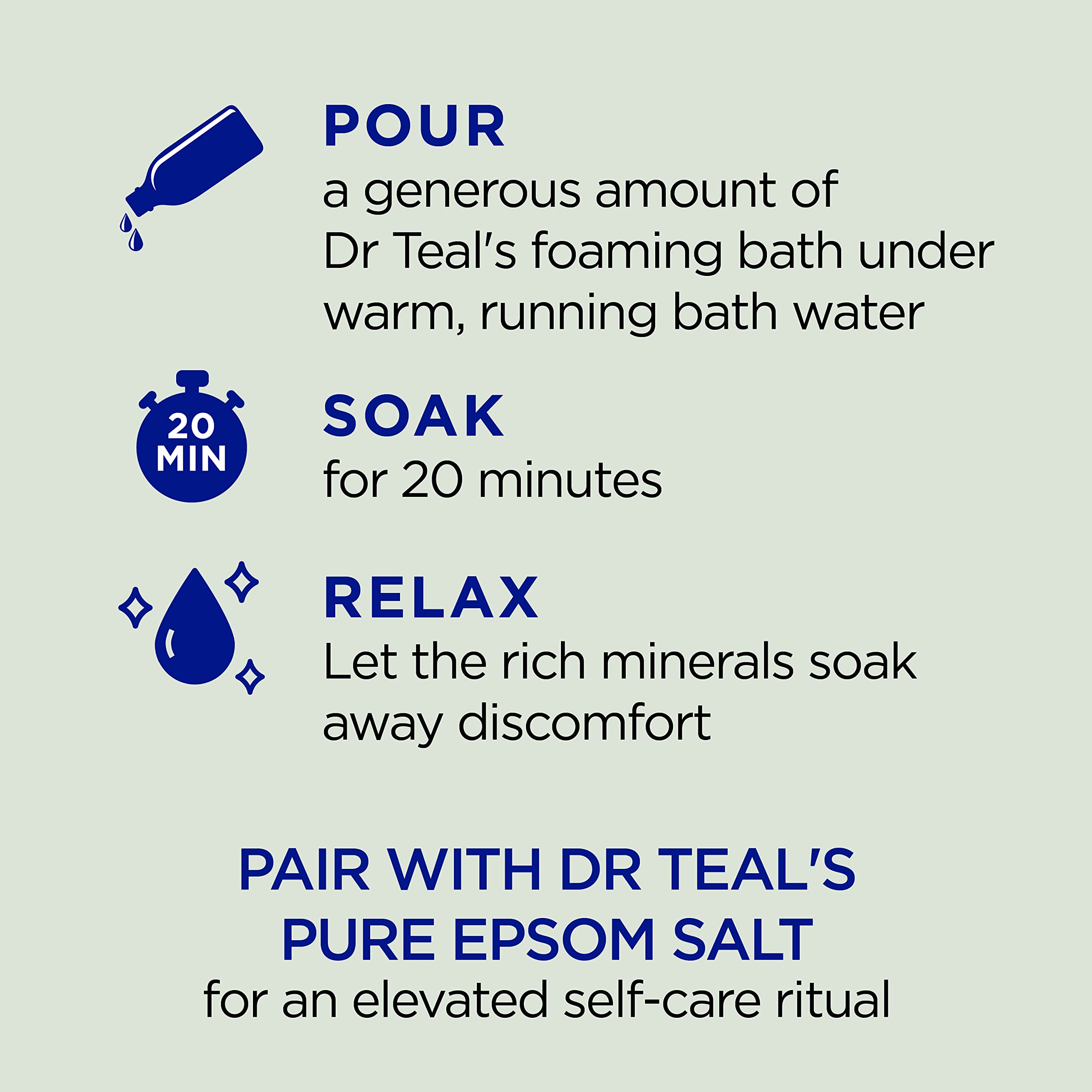 Dr Teal's Foaming Bath with Pure Epsom Salt, Relax & Relief with Eucalyptus & Spearmint, 62.5 fl oz (Packaging May Vary)