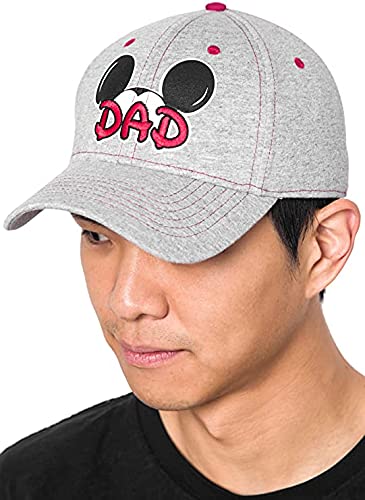 Disney Set Mickey & Minnie Hats Baseball Cap Men's Women's 2 Pack (Red MOM & Grey DAD)