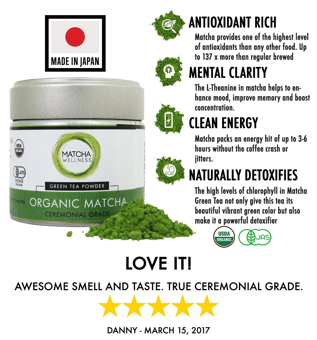 eco heed Matcha Green Tea Powder Organic Ceremonial Grade 1.4oz - 1st Harvest Premium Matcha From Uji – Matcha Wellness