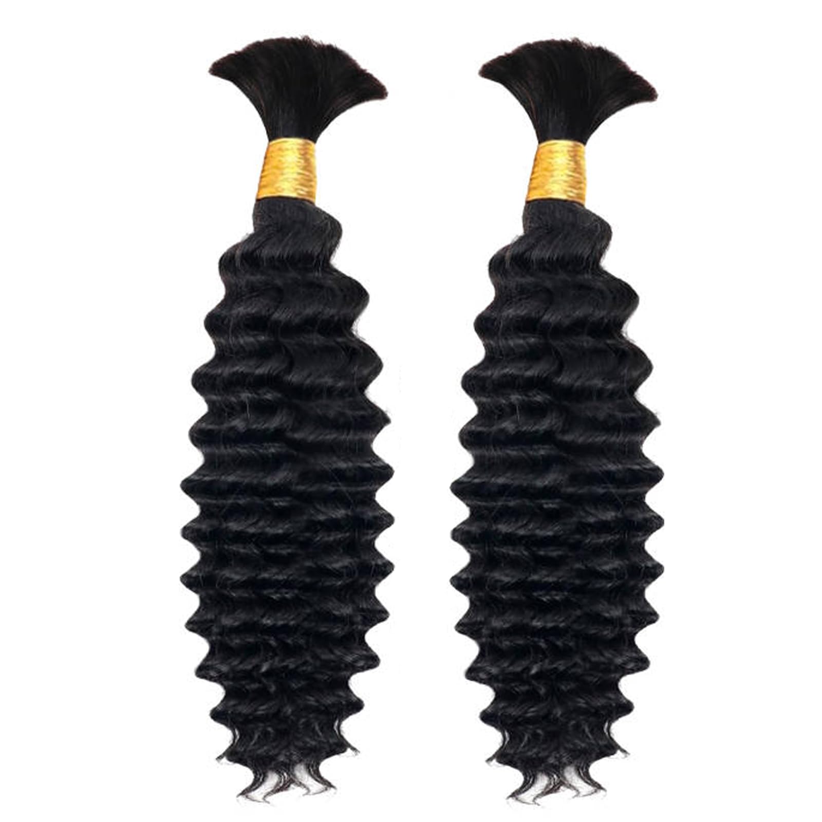 Deep Wave Bulk Human Hair for Braiding No Weft Micro Braiding Hair Braids Extensions 100% Unprocessed Virgin Human Hair Extensions Remy Bulk Hair 2 Braids Per Pack 100g (18 Inch, Black)