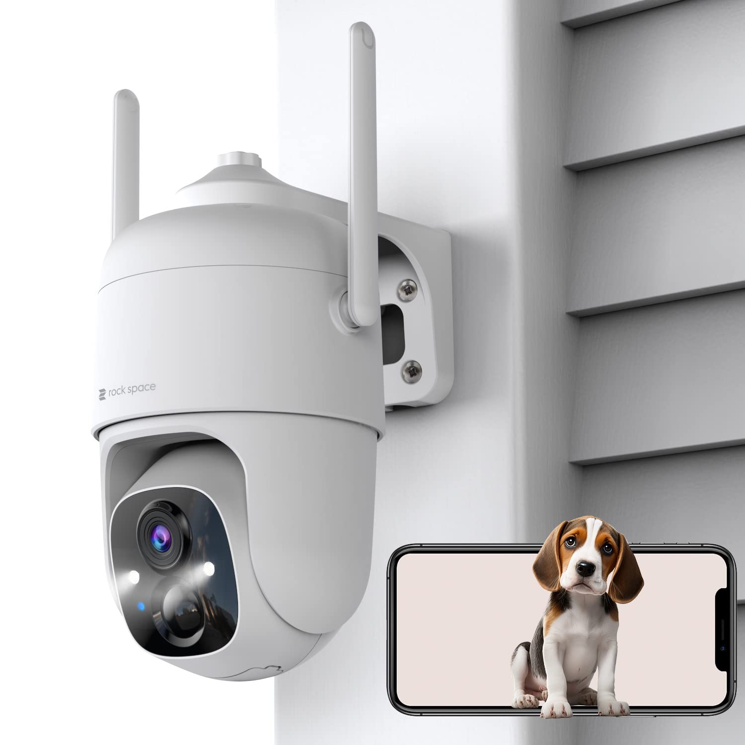 rockspace Outdoor WiFi Security Camera, 360Β° View Security Camera Wireless Outdoor, Pan Tilt Solar Powered with 1080p Night Vision, 2.4 Ghz Wi-Fi, 2-Way Talk, Motion Detection, Ip65 Waterproof