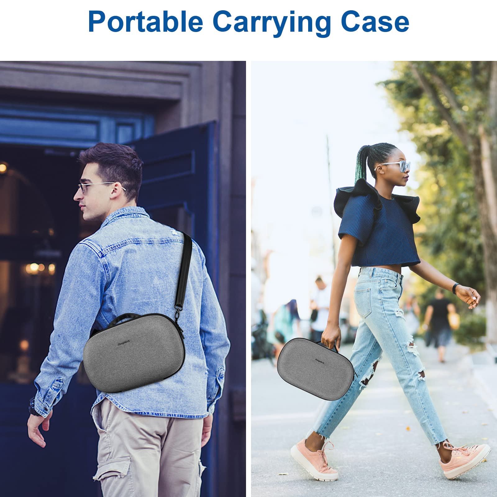 Deegotech Carrying Case for Oculus Meta Quest 2, Anti-Drop Hard Protective Case Compatible with Quest 2 Elite Strap VR Headsets and Touch Controllers, Large Travel Storage Bag, Grey