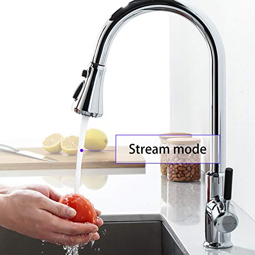 Kitchen Faucet Sprayer Head Replacement, 3-Function Pull Down Sink Faucet Head with 20.5mm or 0.8inch Male Connector, Chrome