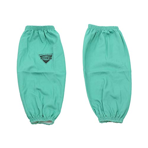 IRONCAT 7071 Flame Resistant Sateen Cotton Arm Sleeve - [1 Pair] 18 in. Welding Sleeves with 3/4 in. Wide Elastic Ends, Green