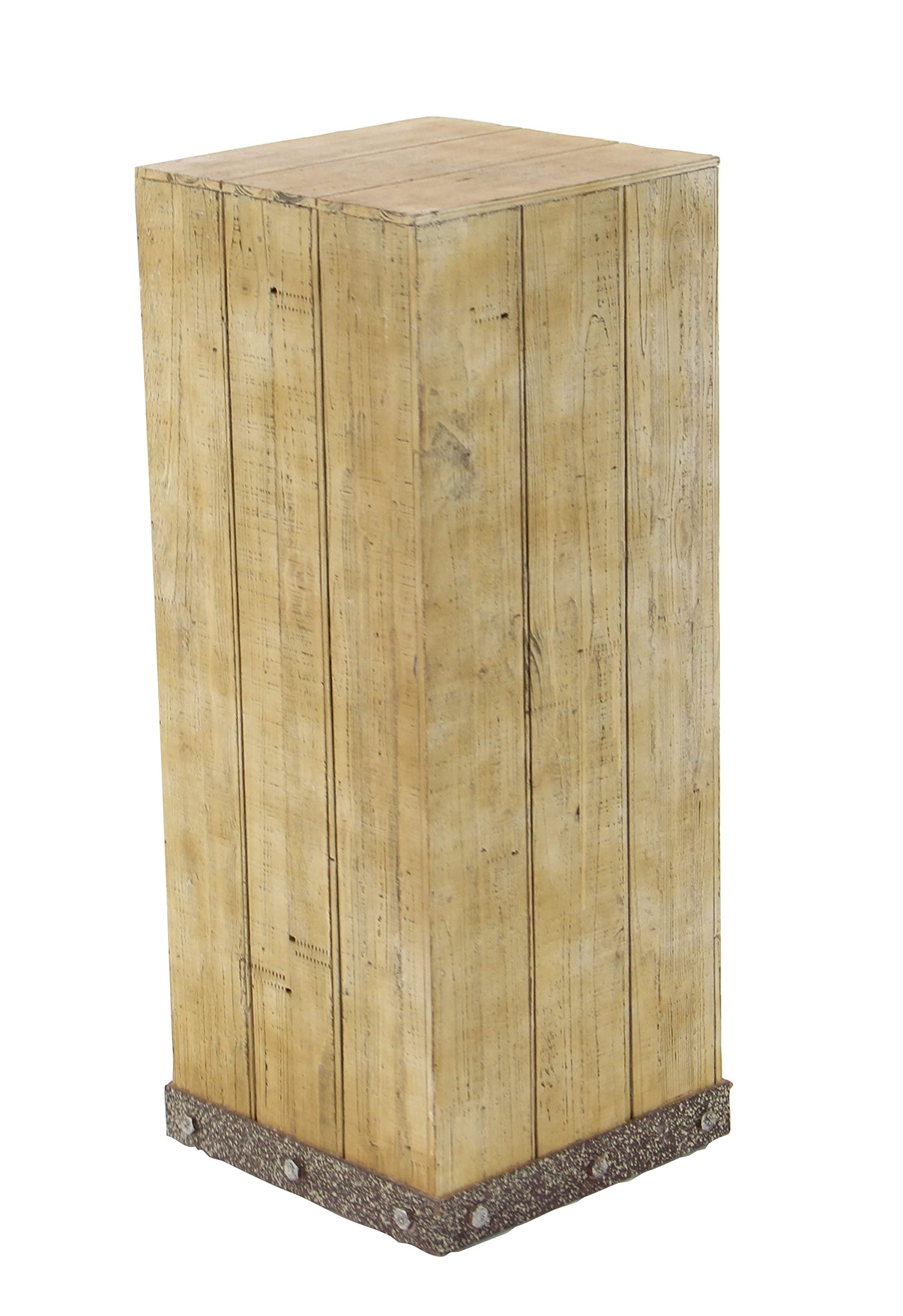 Deco 79 Rustic Wood Square Pedestal Table, Set of 3 39", 30", 22"H, Brown