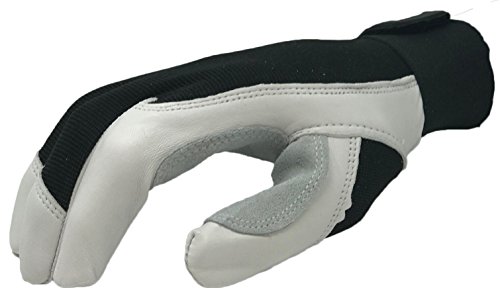 IRONCAT 86550 Heavy-Duty Goatskin Palm Gloves – [1 Pair] Large, Reinforced Palm and Thumb, Spandex Back, Hook and Loop Elastic Wrist,White