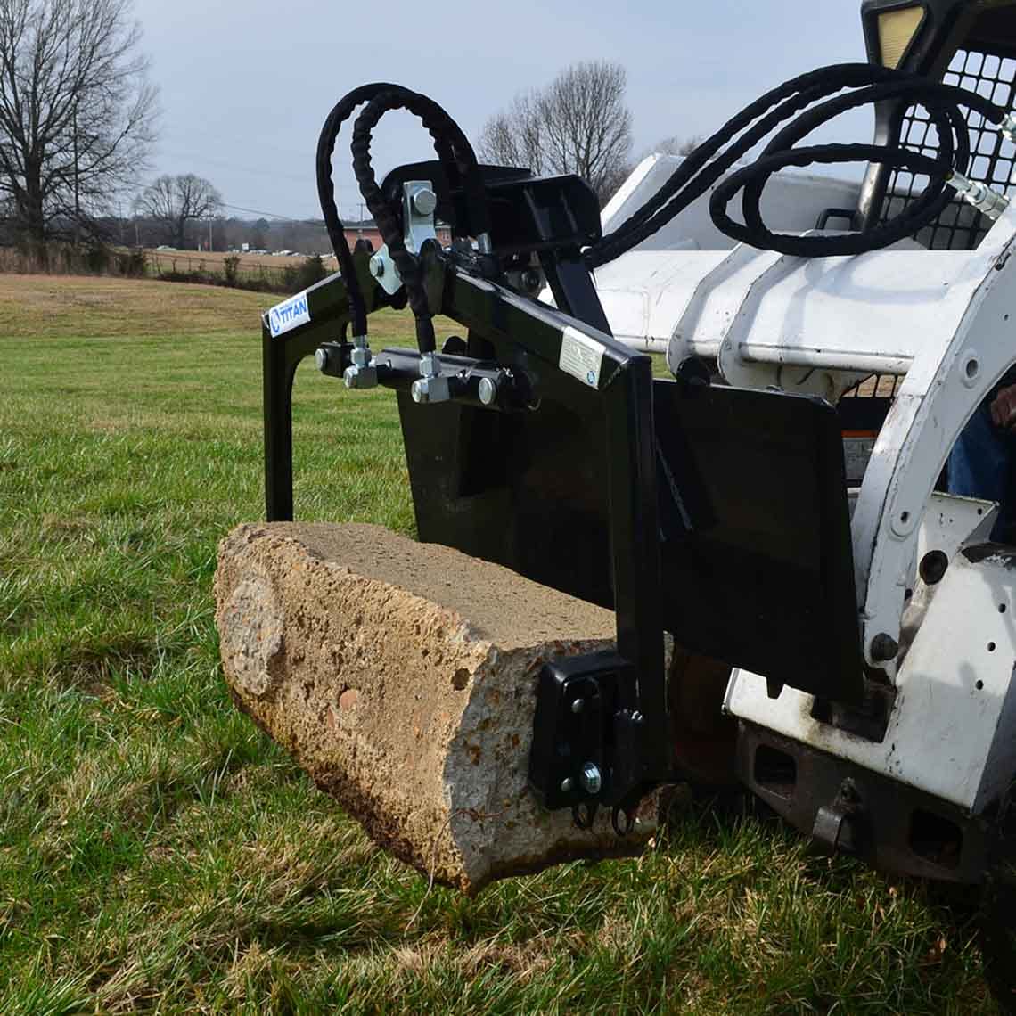Titan Hydraulic Hardscape Grapple Attachment for Universal Skid Steer Quick Tach