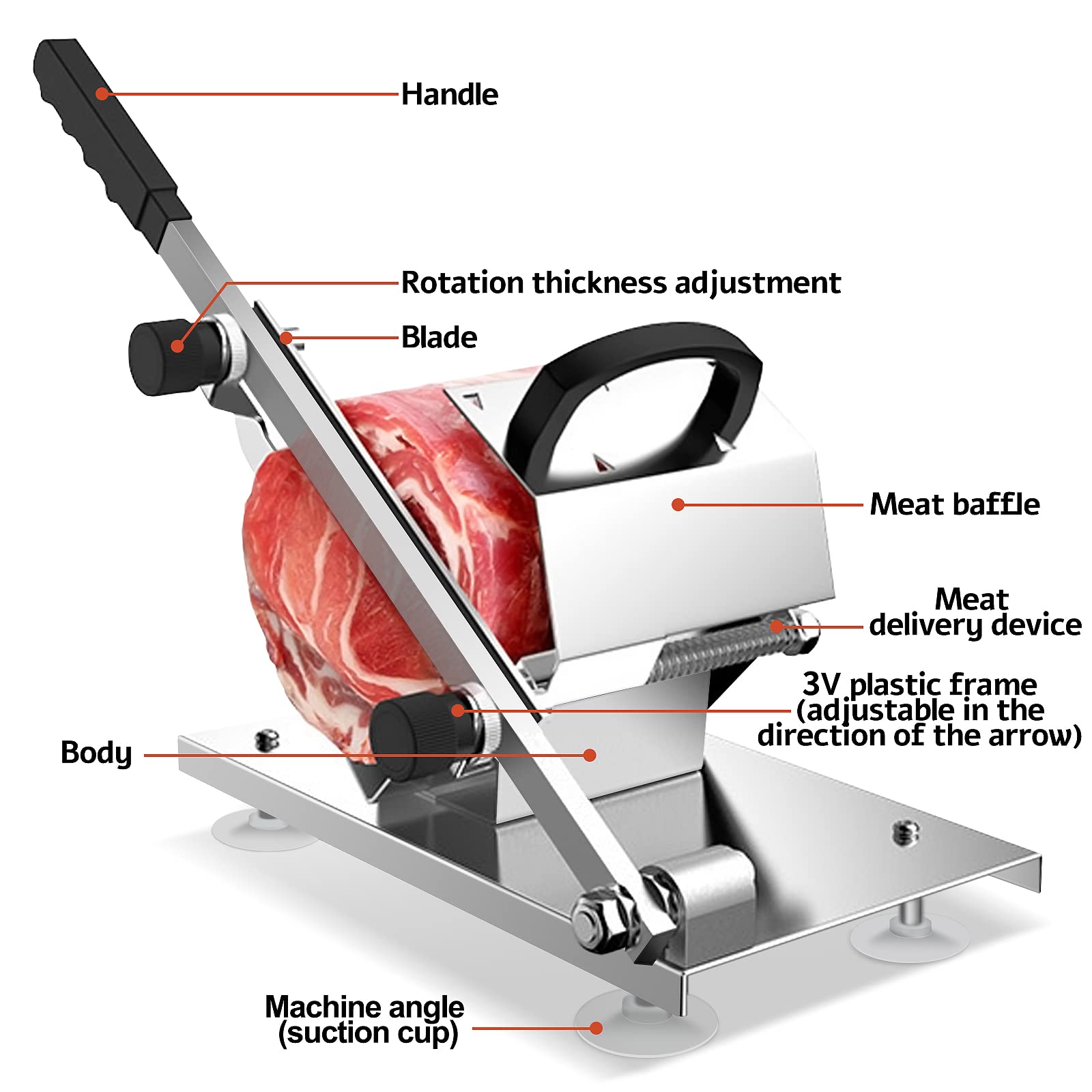 Dsyisvia Manual Frozen Meat Slicer,Stainless Steel Meat Cutter Machine,Food Slicer for Home Cooking of Hot Pot