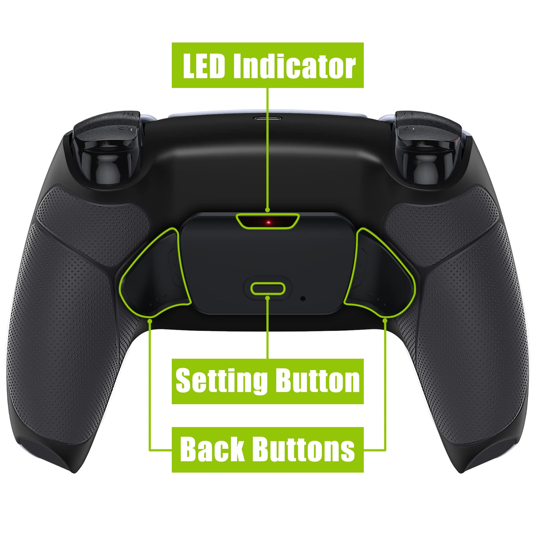 eXtremeRate Black Rubberized Grip Programable Rise 2.0 Remap Kit for PS5 Controller BDM 010 & BDM 020, Upgrade Board & Redesigned Back Shell & Back Buttons for PS5 Controller - Without Controller