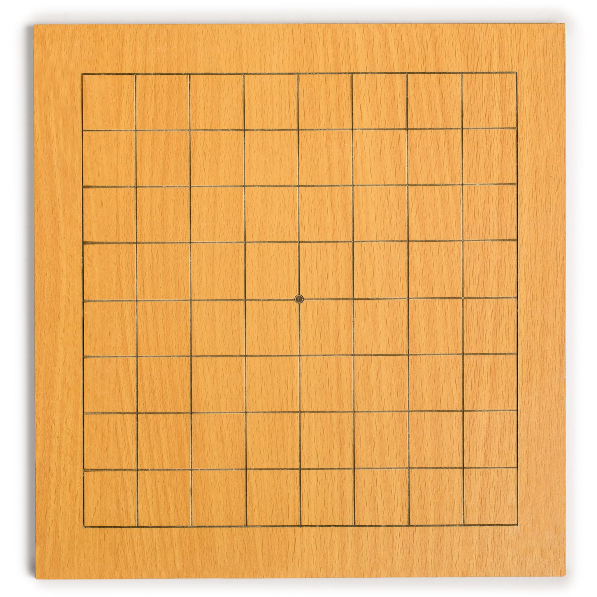 Yellow Mountain Imports Beechwood Veneer 0.4-Inch Etched Beginner's 9x9 Go Game Set Board with Single Convex Melamine Stones - Classic Strategy Board Game (Baduk/Weiqi)