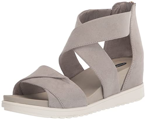 Dr. Scholl's Shoes Women's Golden Hour Platform Wedge Sandal,Soft Grey Microfiber,9