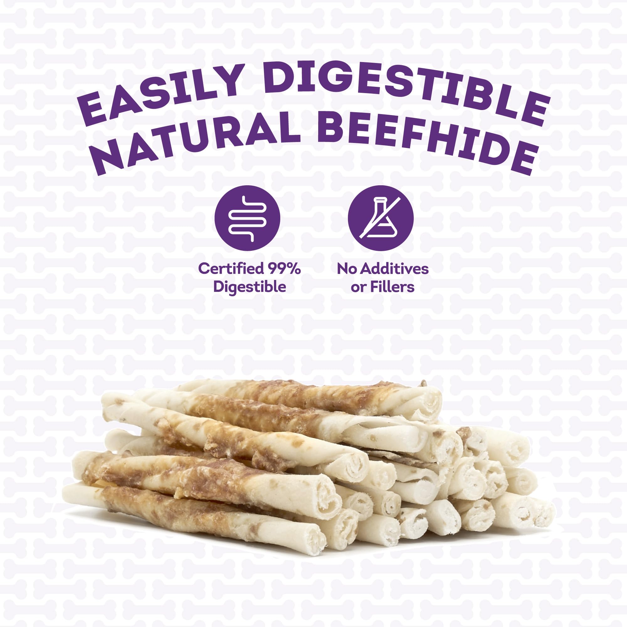Treatly Combo Chews Beefhide Twist Sticks 5" w/Pork Meat Wrap Dog Chew Treats - 20 Count/1 Pack