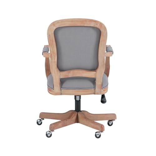 Riverbay Furniture 19" - 23" Seat Height Transitional Wood & Fabric Office Chair with Brushed Silver Casters, Gas Lift, Adjustable Height, Some Assembly Required, in Light Gray Finish