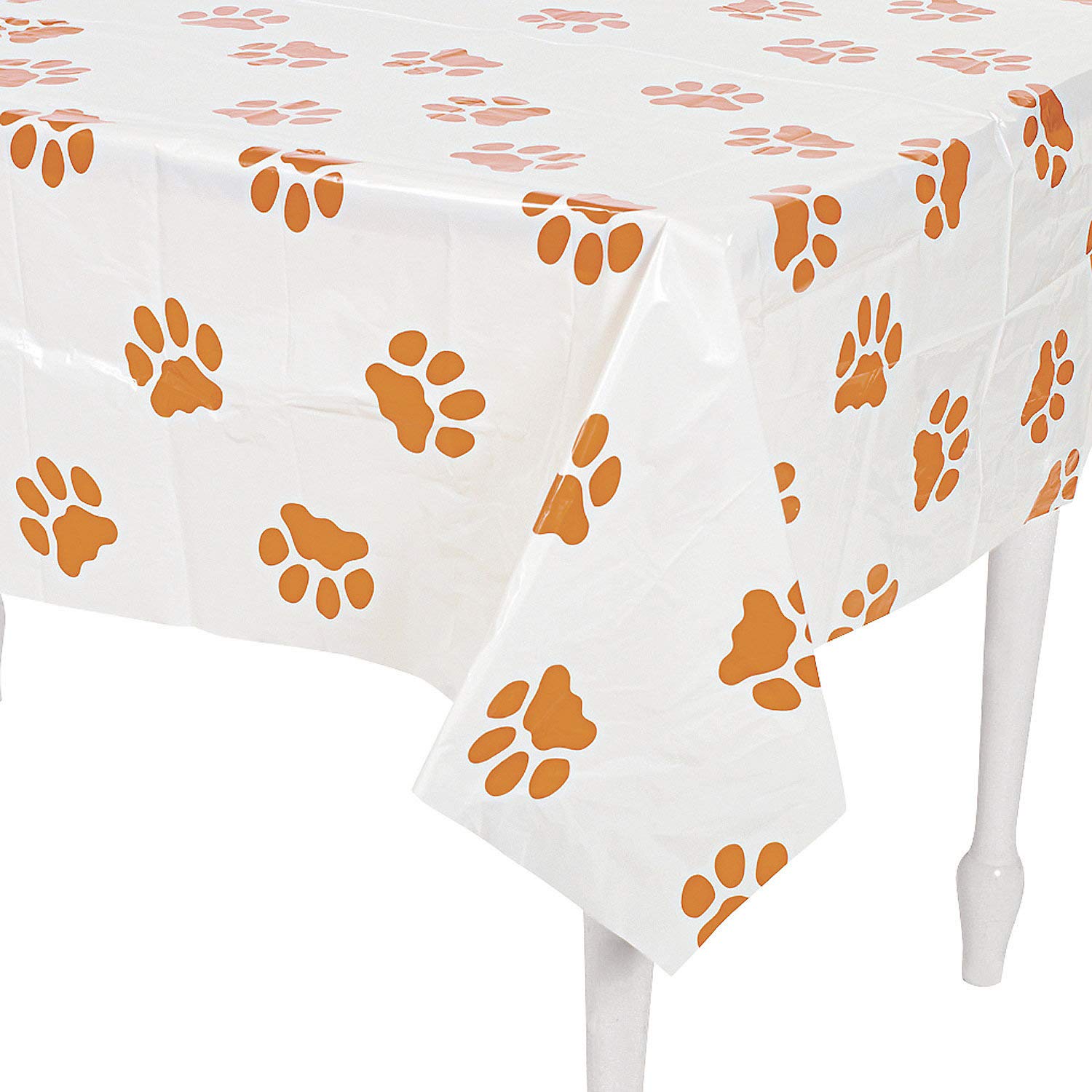 Fun Express Puppy Paw Print Tablecloth | Kid and Dog Birthday Party Supplies | Dog Party Decorations | Plastic Tablecover | Dog Party Supplies | One Tablecover