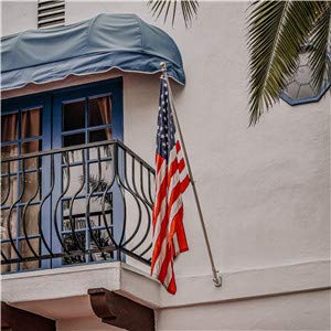 Flag Pole with Bracket,5FT/6FT Flagpole Kit American Flag with Pole Holder Mounting Bracket Stainless Steel Heavy Duty for Garden Yard Truck Boat Rustproof (6FT, Black Flag Pole With Black Bracket)