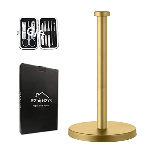 Gold Stainless Steel Paper Towel Holder, Sturdy and Heavy for Kitchen Bathroom Bedroom Office Restaurant Coffee Shop Study Iiving Room Toilet(Gold)