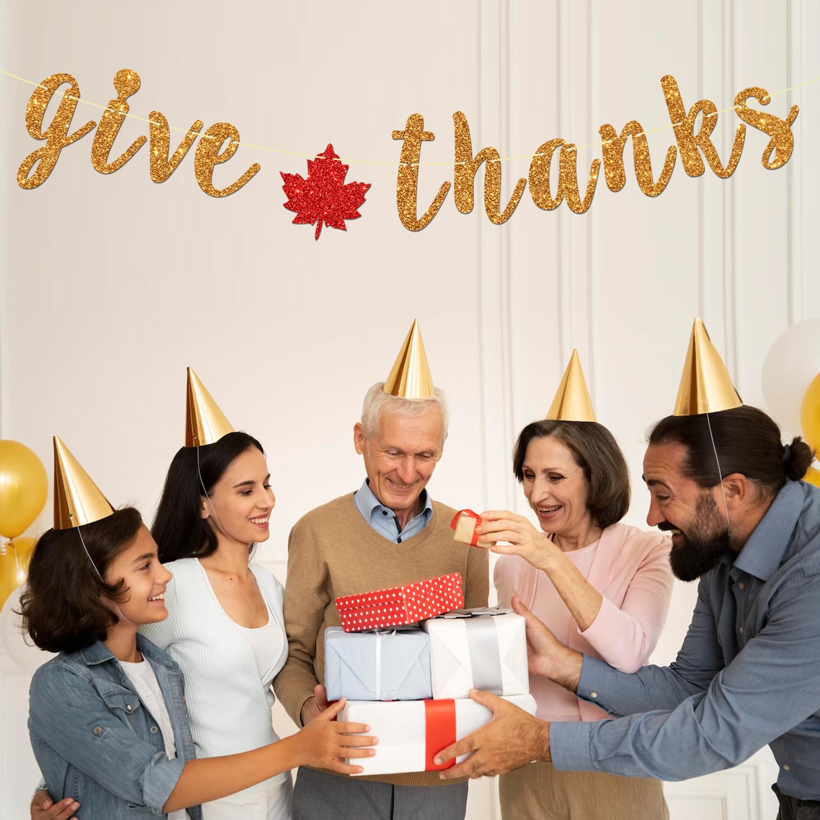 Rose Gold Give Thanks Banner - Thanksgiving Party Decoration - Thanksgiving Sign - Thanksgiving Home Decoration
