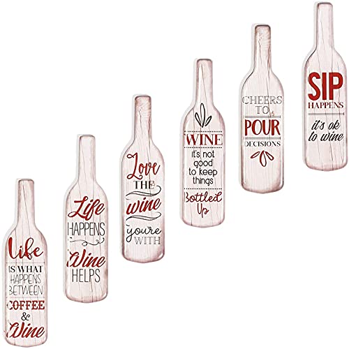Fun Wine Bottle Magnets for Refrigerators (4 in, 12 Pack)