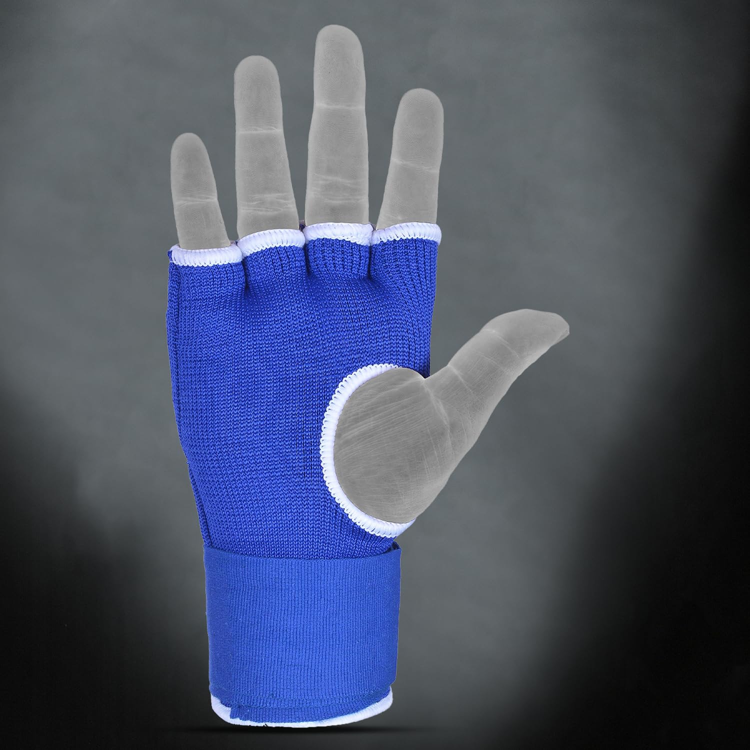 DEFY Padded Inner Gloves Quick 75cm long strap β Inner boxing gloves Gel padded knuckle protection β Elasticated boxing hand wraps for MMA Muay Thai Kickboxing Martial Arts Pair (Blue, Large)