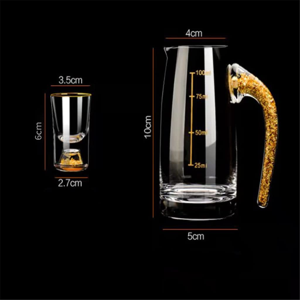 FZZDP Gold Foil Cup Wine Set Gift Glass Strong Glass Chinese Style Wine Set Shot Glasses Wine Glass Set