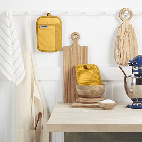 KitchenAid Beacon Two-Tone Non-Slip Pot Holder Set, Majestic Yellow, 7"x10", 2 Piece