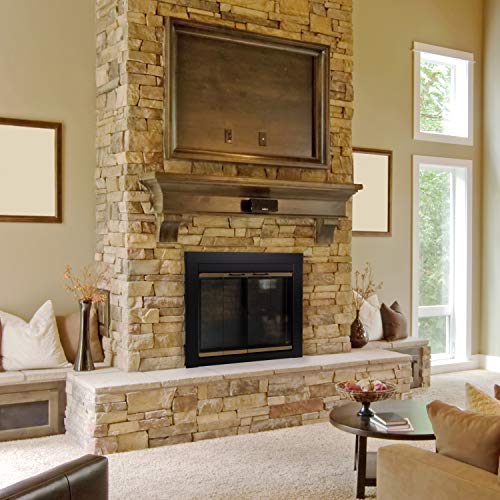 Pleasant Hearth AR-1022 Arrington Fireplace Glass Door, Black, Large