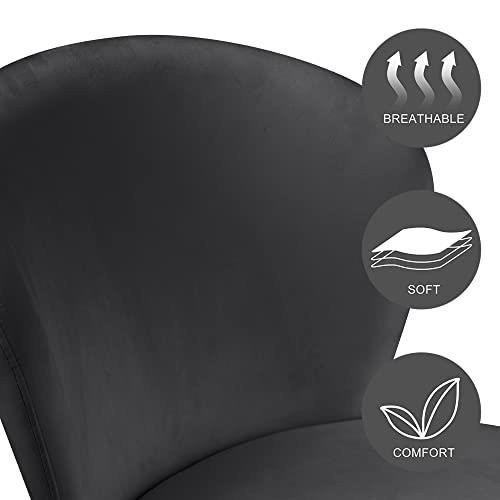 KithKasa Velvet Dining Chairs Set of 2 Upholstered Modern Kitchen Side Dinner Chairs with Golden Metal Legs for Vanity Dining Room, Black