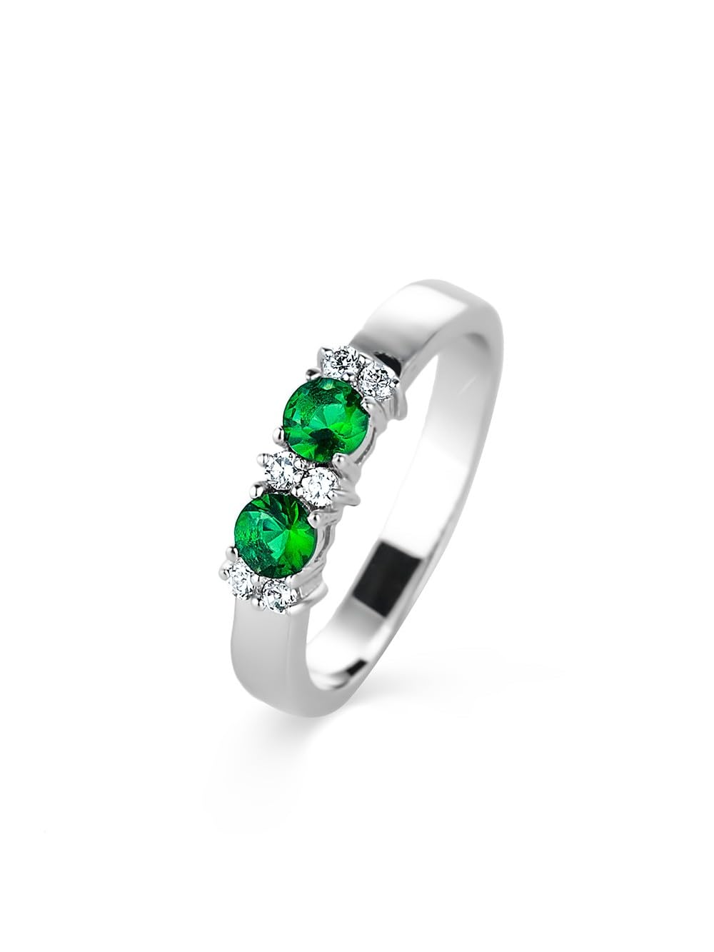 EVE'S ADDICTION Women's Personalized Sterling Silver Two Stone Simulated CZ Birthstone Ring (ring size 6) - Custom Birthstone Ring for Mom - Gift for New Mom - Gifts for Mom