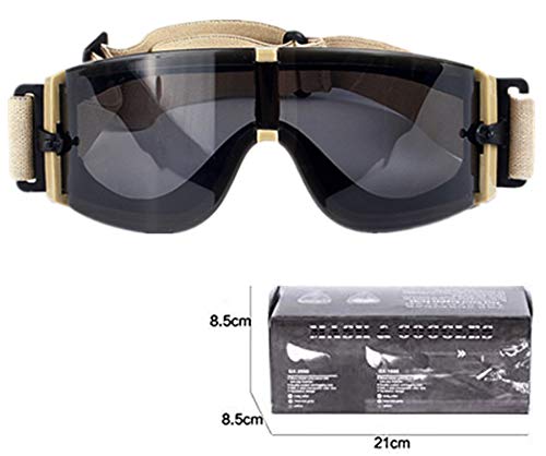 DPLUS Motorcycle Goggles, Ski Goggles, Safety Goggles, Dirt Bike ATV Goggles Protective Combat Tactical Military Goggles(Yellow)