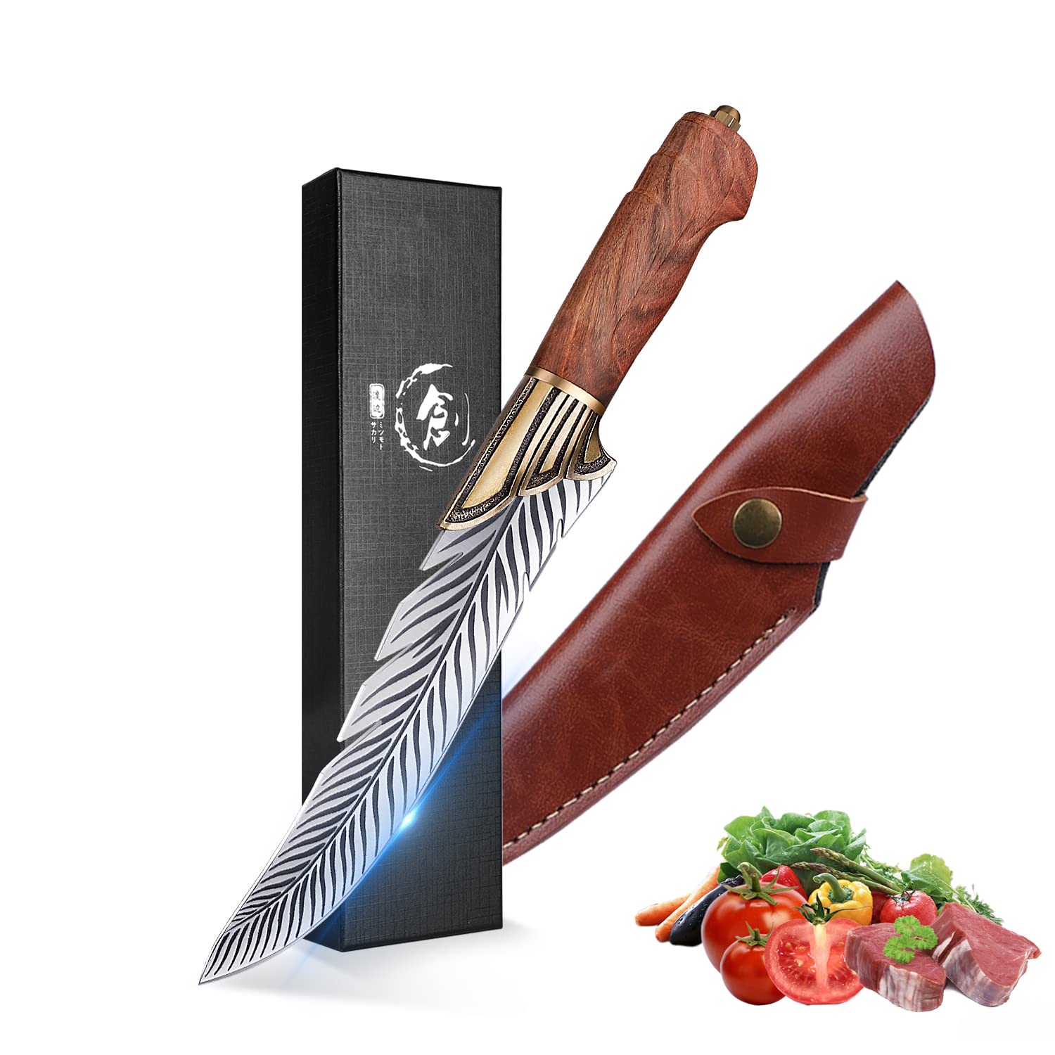 Golden Bird 5.5" Viking Knife & 7.8" Feather Knife
