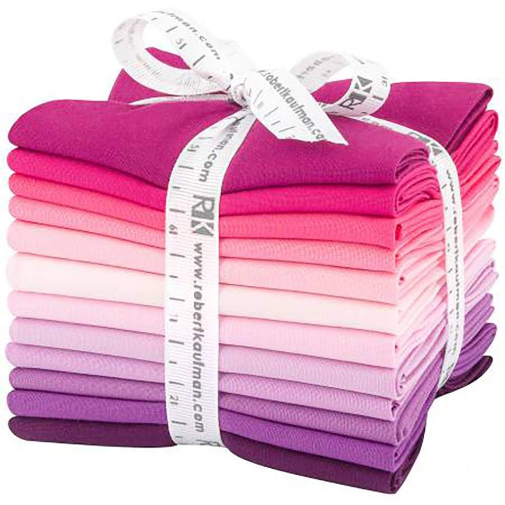 Robert Kaufman Kona Cotton Solids Wildberry Fat Quarter Bundle 12 Precut Cotton Fabric Quilting FQs Assortment FQ-1377-12