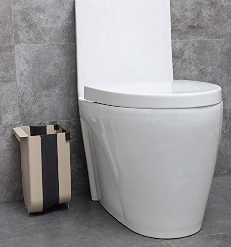 VidiGi -2 Pack Brown Hanging Trash Can | Small Waste Basket Garbage Bin 2.4 Gallon | Collapsible Mini Garbage Bin Bedroom Bathroom | Wall Mounted Folding Waste Bin Kitchen Cabinet Door Hanging