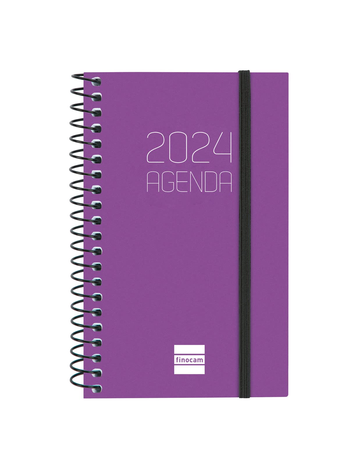 Finocam - Planner 2024 Spiral Opaque Week Horizontal View January 2024 - December 2024 (12 Months) Catalan Purple