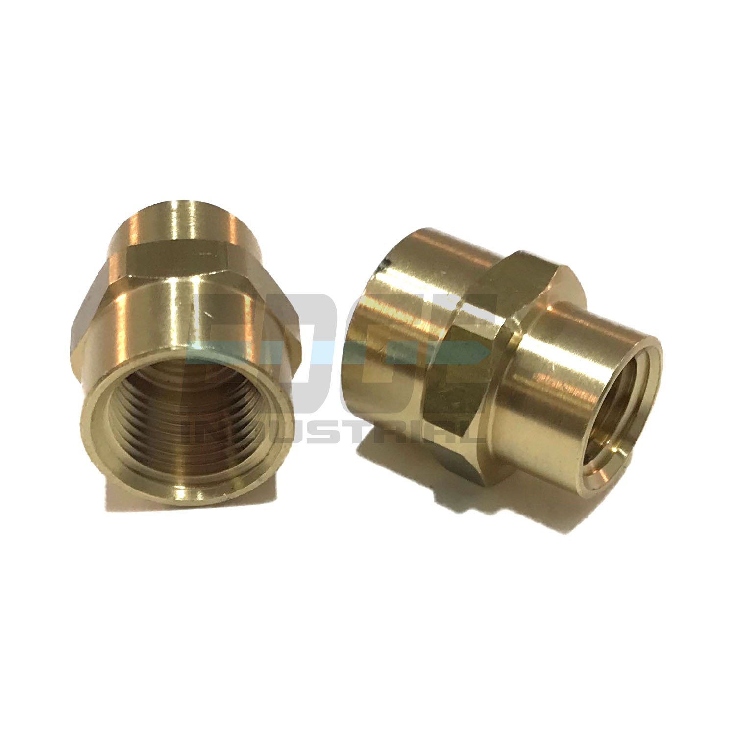 EDGE INDUSTRIAL BRASS REDUCING COUPLING 3/8" X 1/4" FEMALE NPT FNPT FUEL/AIR/WATER/OIL/GAS WOG (QTY 01)